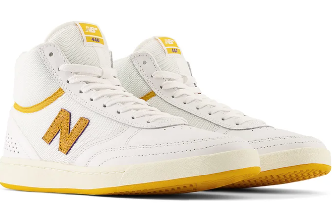New Balance Numeric 440 High Shoe White w Yellow – Embassy chch
